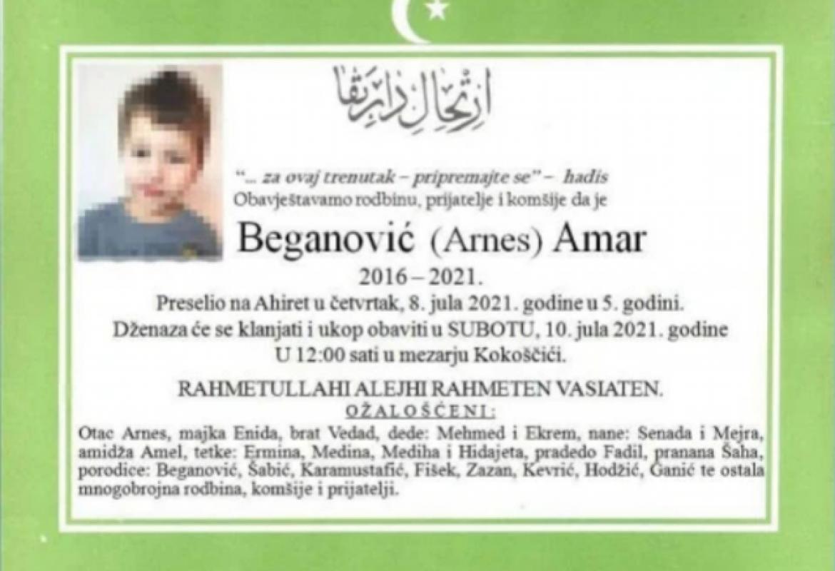 Petogodišnji dječak Amar Beganović smrtno stradao nakon što ga je ...