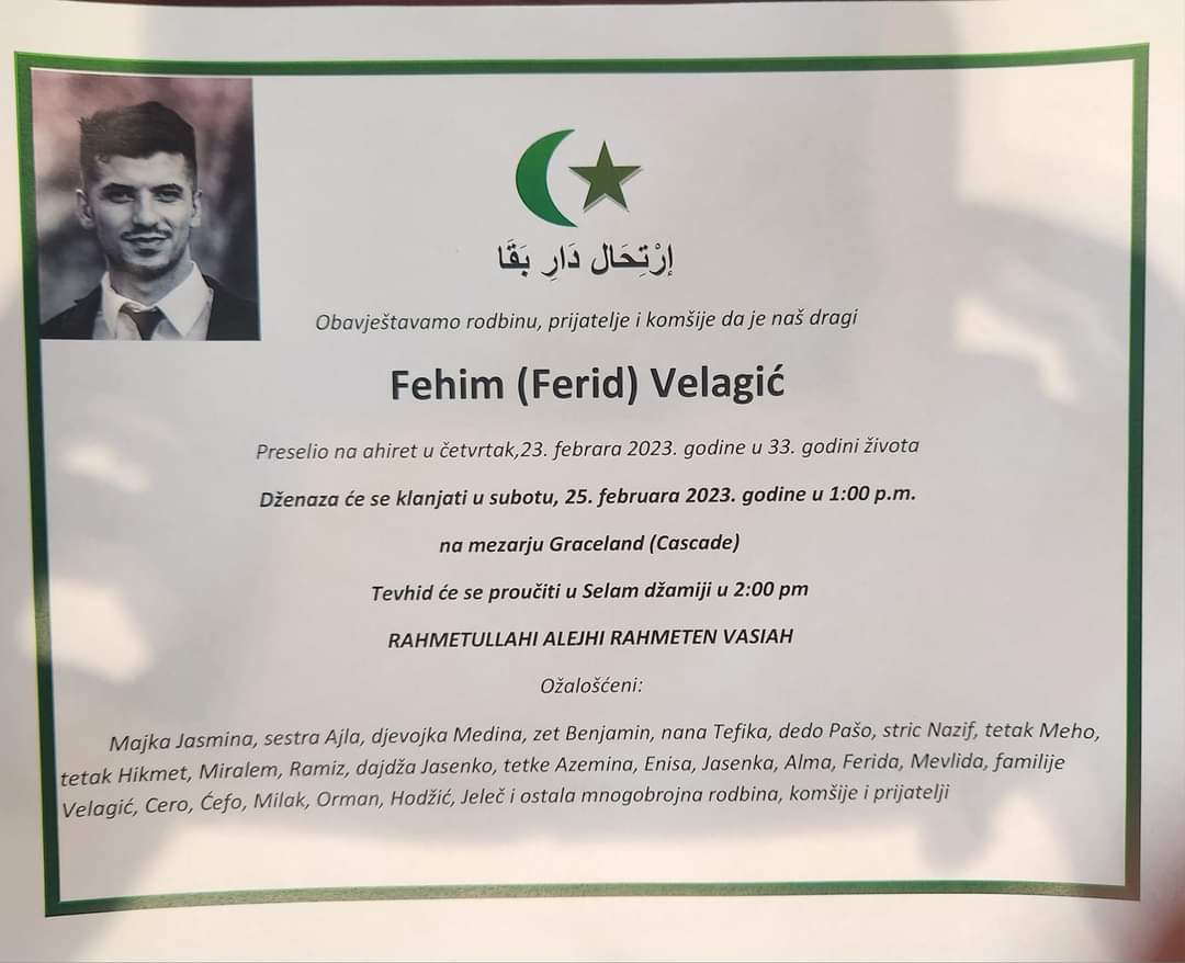 U Americi na Ahiret preselio Velagić (Ferid) Fehim - HABERHANA.com