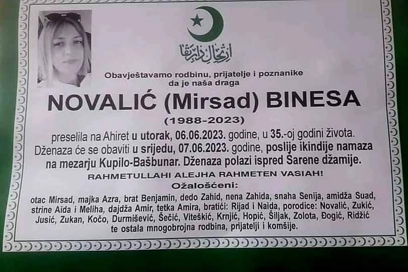 NA AHIRET TRAGIČNO PRESELILA BINESA NOVALIĆ: IZA NJE OSTALI OTAC, MAJKA ...