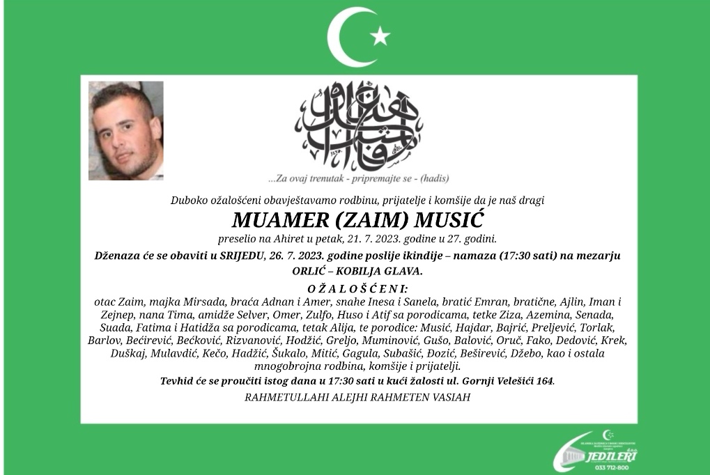 Na Bolji svijet preselio Muamer (Zaim) Musić - HABERHANA.com