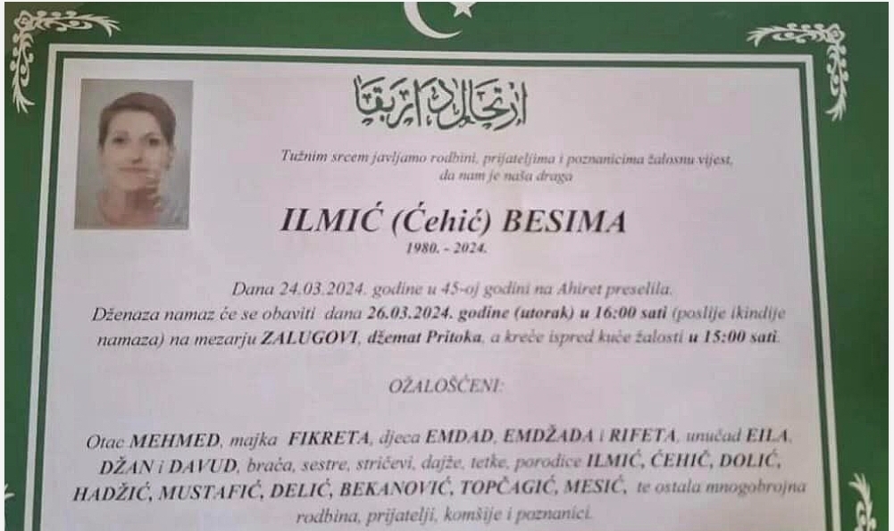Na Ahiret preselila ILMIĆ (Ćehić) BESIMA - HABERHANA.com
